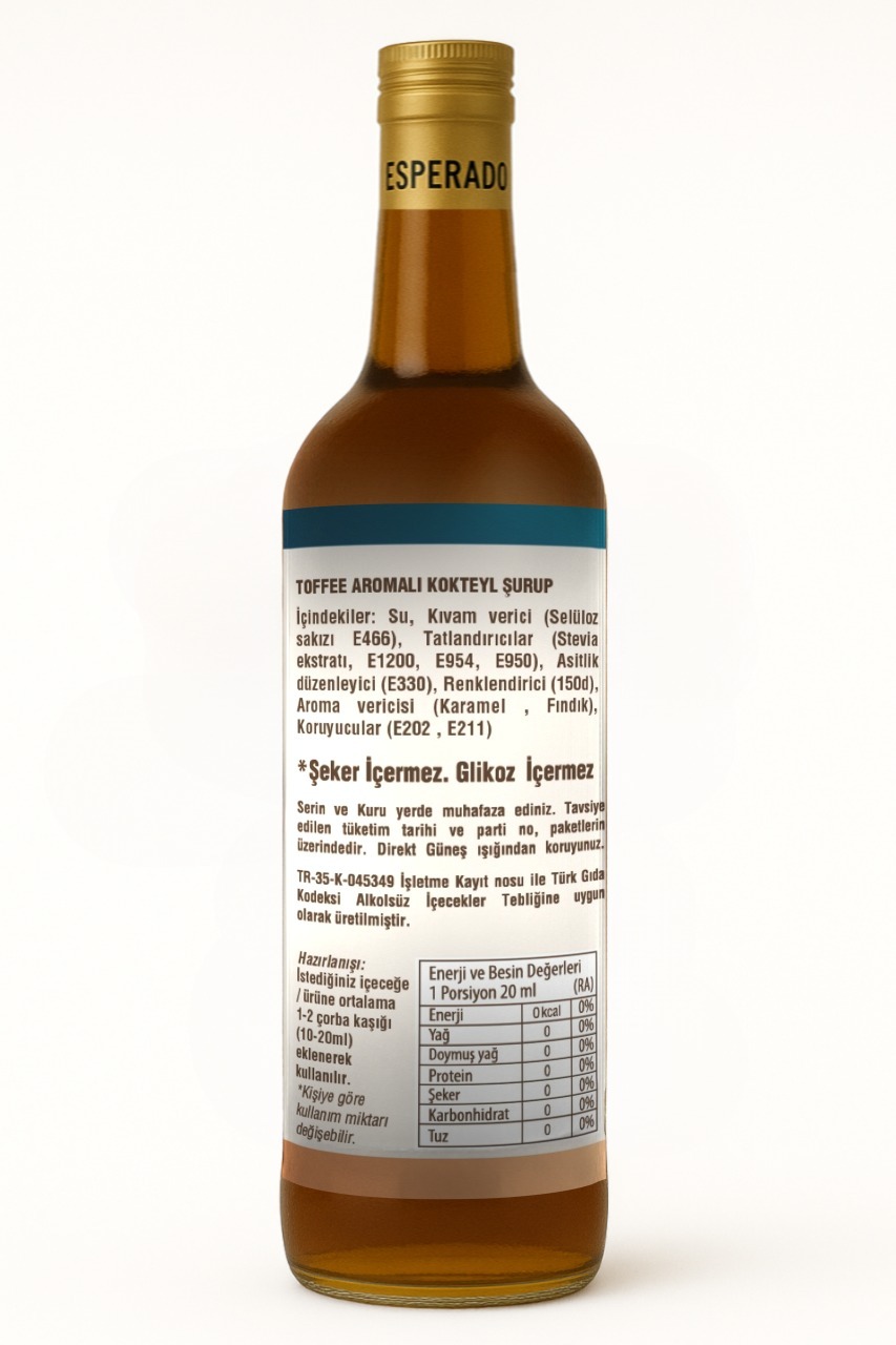 ESPERADO ŞEKERSİZ KAHVE ŞURUBU 750 ML (TOFFY NUT ) - Esperado Coffee